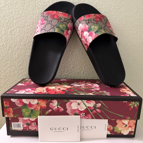 Gucci | Shoes | Authentic Gucci Gg Bloom Floral Slide Sandals Like New ...